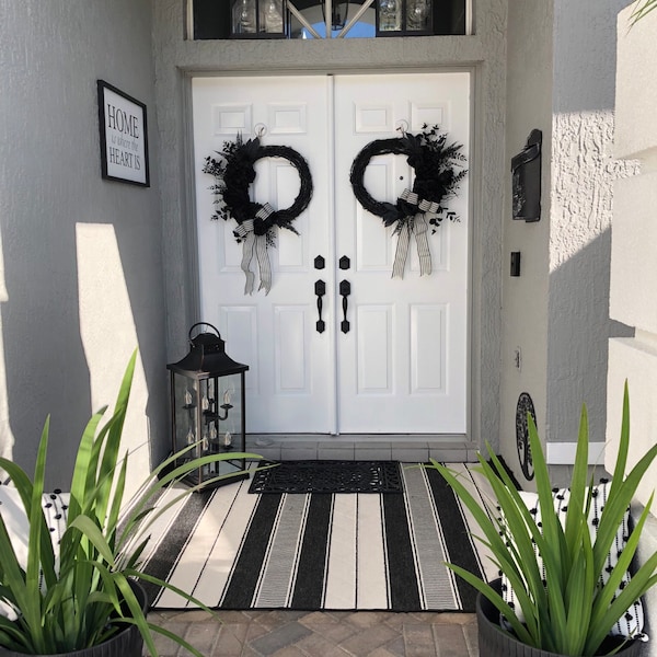 Handmade All-black Beauty Wreath: Black Dahlias, Black Roses, Black ...