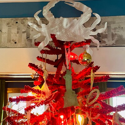 Crab, Christmas, Tree Topper, Beach Home Decor, Wall Hanging or Yard ...