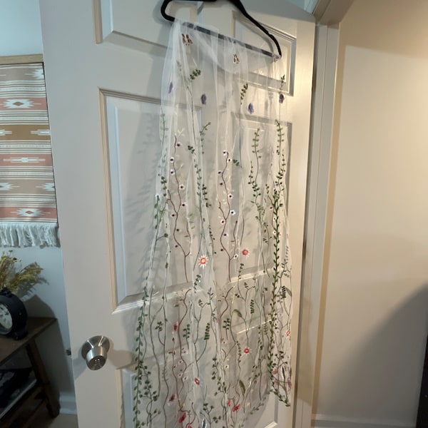 Monogrammed Floral Draped Wedding Veil, Flowers Veil, Secret Garden ...