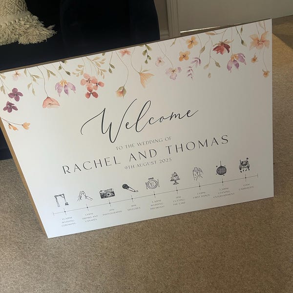 A1, A2 or A3 Minimalist Seating Plan Wedding Welcome Sign - Table Plan ...