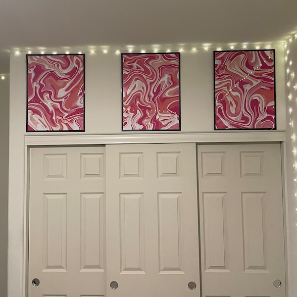 Preppy Wall Art Blue Set of 3, Preppy Room Decor Set of 3 Blue, Dorm ...