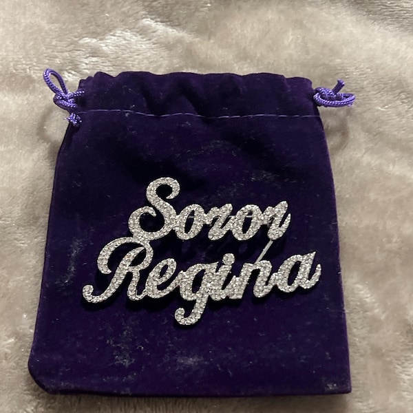 Custom Cursive Letters Soror Name Pin, Sparkle Name Brooch ...