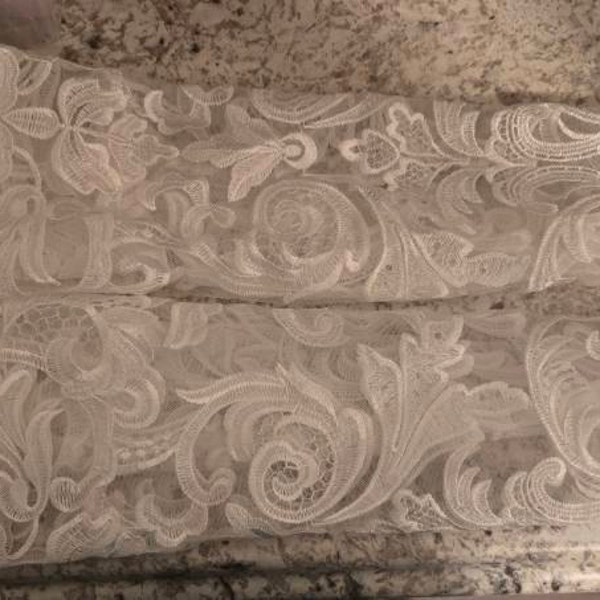 Long Fingerless Lace Gloves, Ivory Wedding Sleeves, Detachable Lace ...