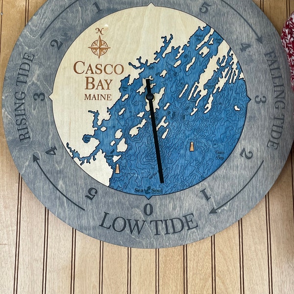 Coastal 3D Wood Map Tide Clock, East Coast Nautical Chart Tide Clock ...