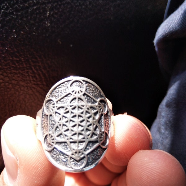 Metatron Cube Ring, Silver Metatron Cube, Sacred Geometry, Life Amulet ...