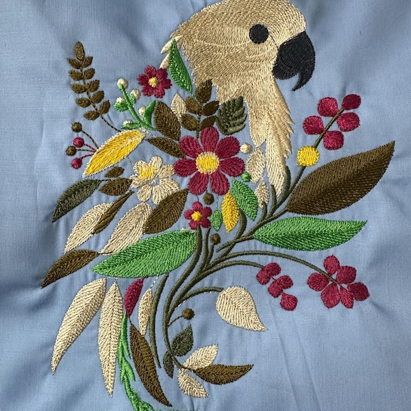 Floral Parrot Embroidery Design - Machine Embroidery Designs for Crafts ...
