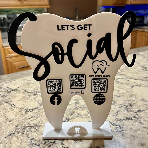 Custom Personalized Dental QR Code Social Media Sign for Dental Offices ...