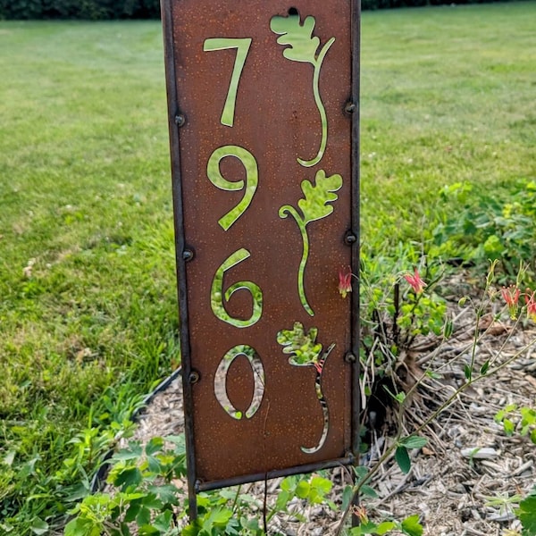 NEW - HOUSE ADDRESS Panel Stake - Rusted Steel - 6 Designs to Choose ...