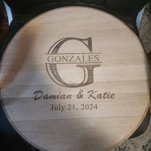 Engraved Wedding Sign Guest Book Bourbon Barrell Head, Personalized ...