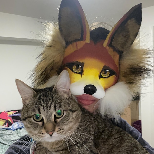 Mystical Therian Cat Mask Handmade Feline Cosplay Accessory Therian ...