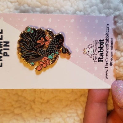 Black Betta Fish Enamel Pin, Betta Fish, Betta, Betta Pin, Fish Pin ...