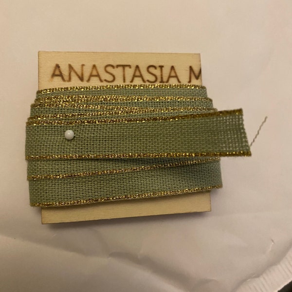 Sage Green + Gold Metallic Edge Italian Cotton Ribbon • 3/8" - Etsy