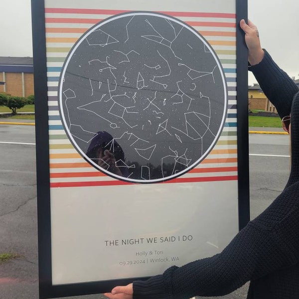 Personalized Farmhouse Boho Star Chart Print, Custom Celestial Map ...