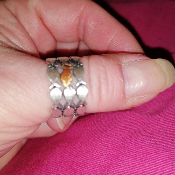 Swimming Against the Current. Sterling Adjustable Ring. School of Fish ...