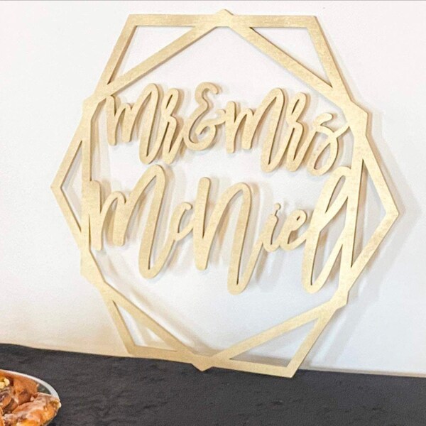 Mr and Mrs Last Name Sign for Wedding, Geometric Mr and Mrs Sign ...