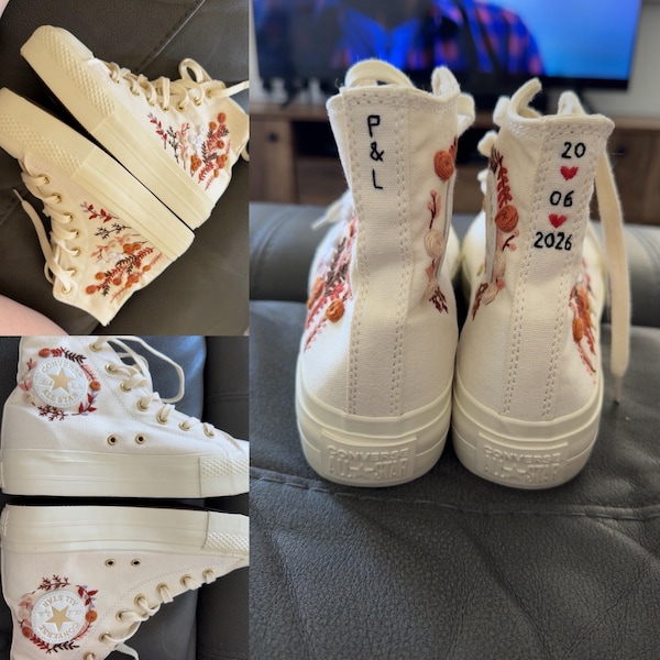 Embroidered Converse Dog, Custom Converse Embroidery Puppy, Embroidered ...