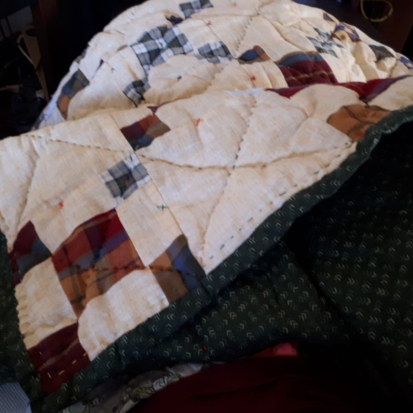 Large Double Patchwork Quilt With Roses Vintage Style, Hand Quilted. - Etsy