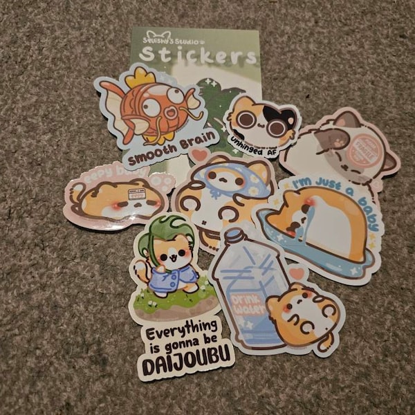 Smooth Brain Magikarp Stickers | Kawaii Dumb Magikarp Stickers | Kawaii ...