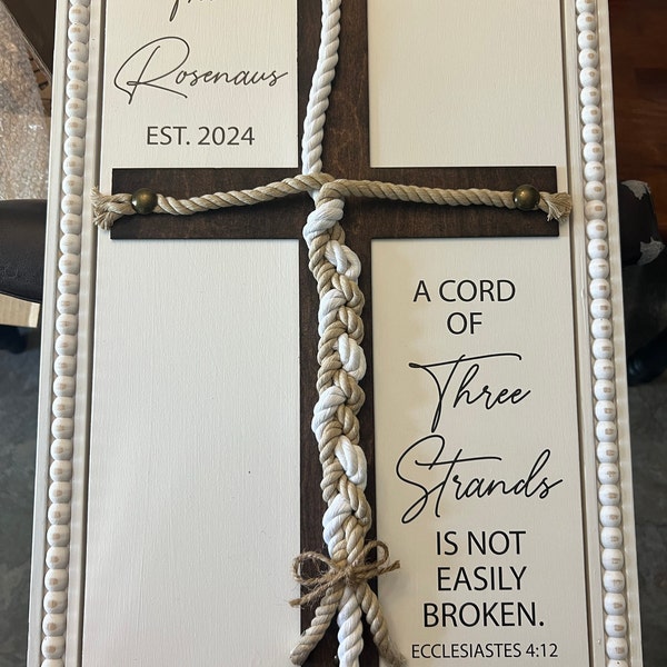 A Cord of Three Strands, Unity Wedding Sign, Rope Cross Unity Sign ...