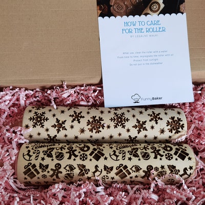 CHRISTMAS SQUARE Rolling Pin Embossing Rolling Pin Engraved - Etsy