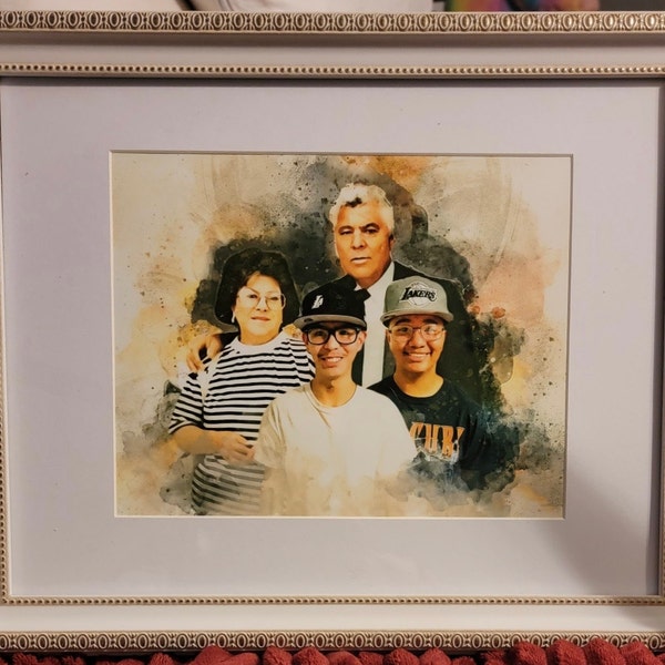 Painted Family Portrait, Loss of Father Gift for Daughter, Memorial ...