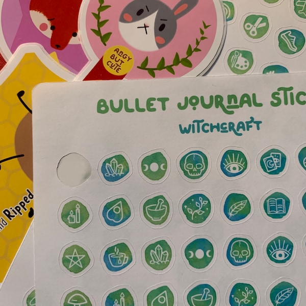 Stickersheets Wicca Watercolor Bullet Journal Stickers, Planner, Imbolc ...