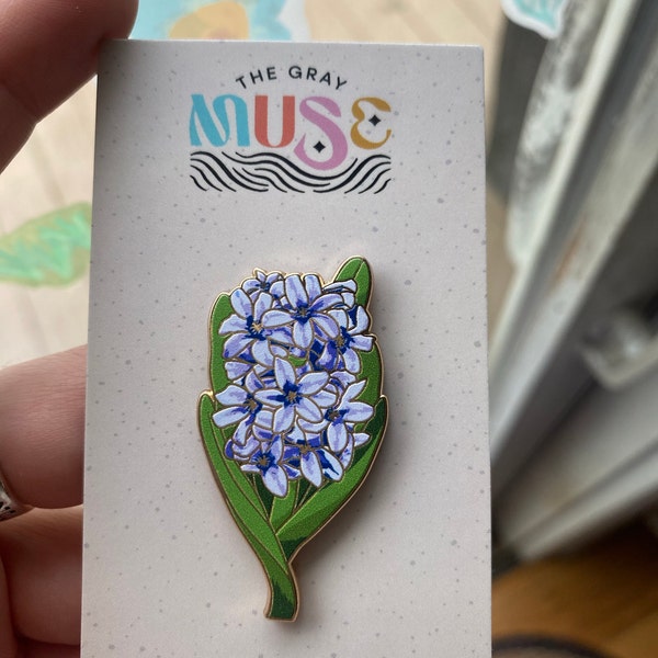 RETIRING Hyacinth Floral Enamel Pin, Purple Flower Accessory, Nature ...