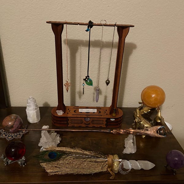 Wooden Pendulum Display Stand With Moon Phases Dowsing Pendulum Holder ...