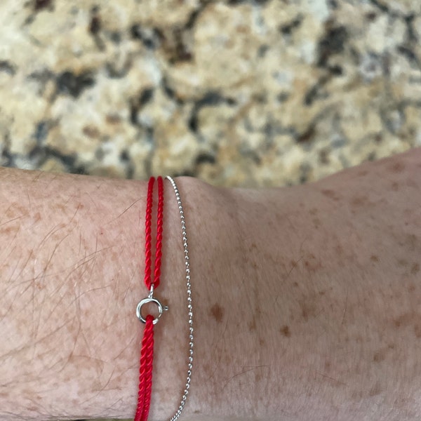 Solid 14k Gold Red String Bracelet - Silver Karma Silk Cord Kabbalah ...