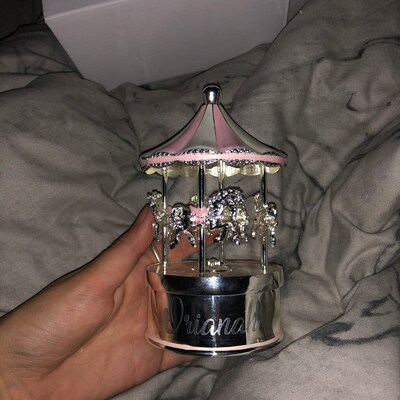 Personalised Silver Musical Carousel Music Box Musical - Etsy
