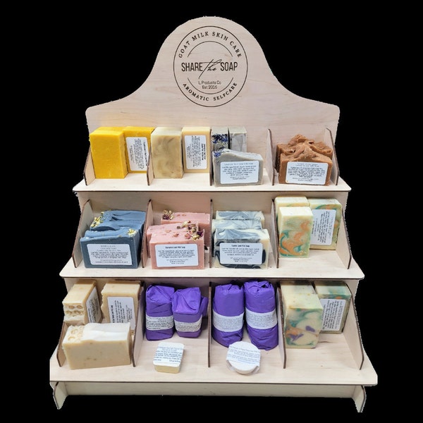 Soap Display Stand: Custom 3-tier Wooden Vendor Shelf, Tabletop Soap ...