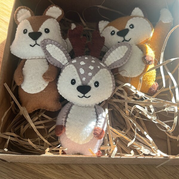 6 Woodland Felt Animals Pattern PDF, Felt Pattern Fox Deer Bear Hare ...