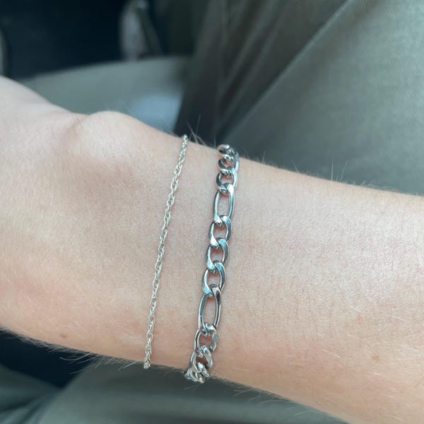 Silver Mens Bracelet | Curb Chain | Figaro Chain | Rope Chain ...