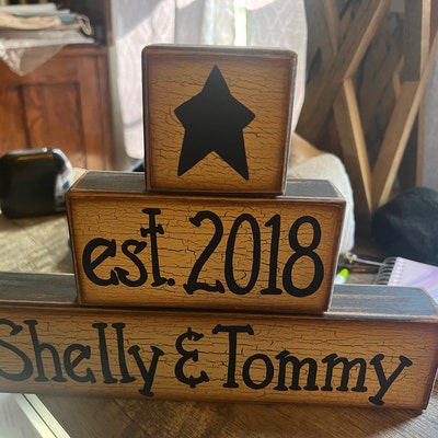 Primitive Personalized Wooden Stacking Block Set Rustic Shelf Sitter - Etsy
