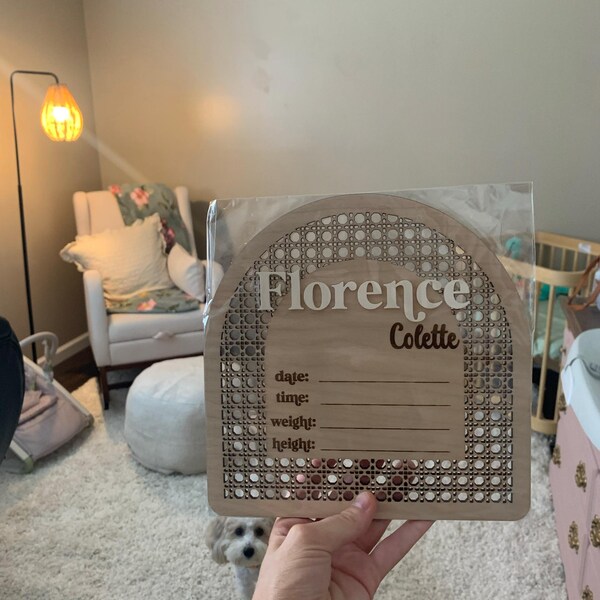 Baby Birth Announcement Sign, Boho Baby Arch Name Sign, Boho Birth ...