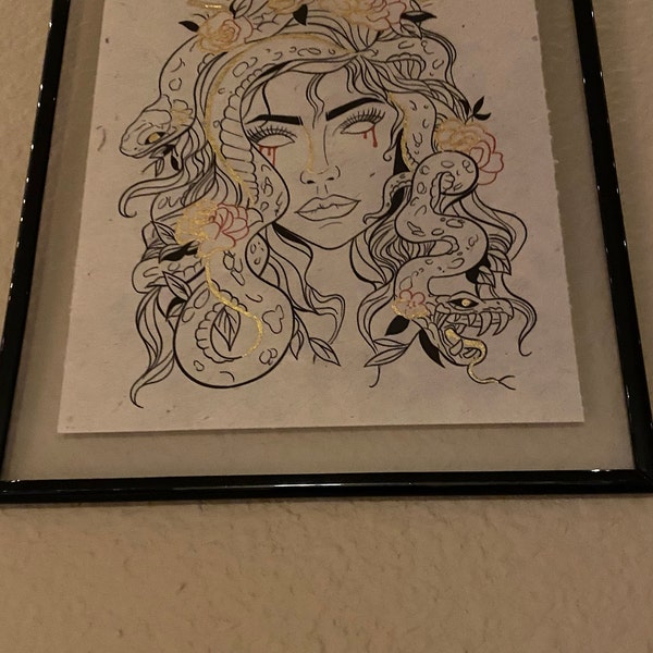 Goddess Athena Art Print on Natural Handmade Paper Complete With Gold ...