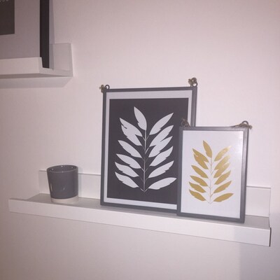 Grey Print, Leaf Print, Wall Art Print, Minimalist Print, Grey Art ...