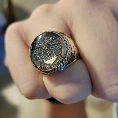 US Air Force Ring, USAF Enameled Emblem Ring, US Military Ring, World ...