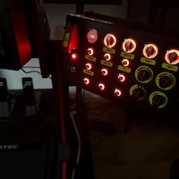 PC USB Button Box 24 Functions Back Lit Red Sim Racing With Five Rotary ...