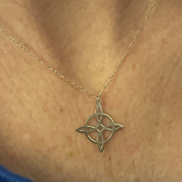 14K Solid Gold Witch Knot Necklace, Witch Necklace, Witches Knot ...