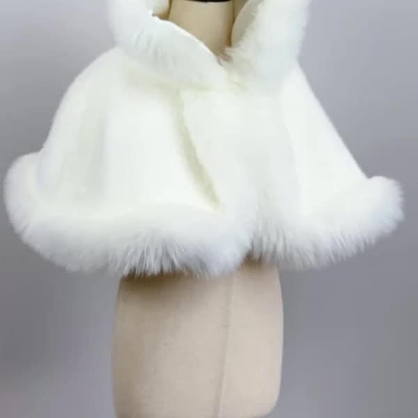 Light Ivory Flower Girl Faux Fur Cape, Children Fur Coat, Children Fur ...