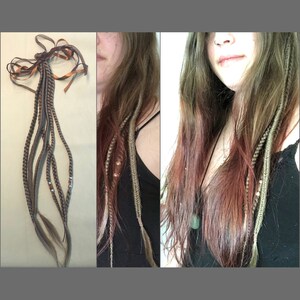 Green-brown Ateba Boho Hippie Hair Extention Hair Wrap for | Etsy