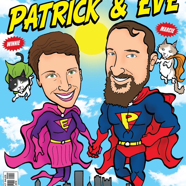Custom Comic Book Cover / Superhero Cartoon Caricature Drawing From ...