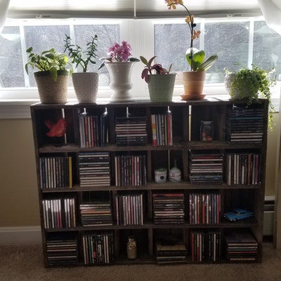 Music CD Storage Holder Cubby Shelves Fit Cds Reclaimed Wood Decor ...