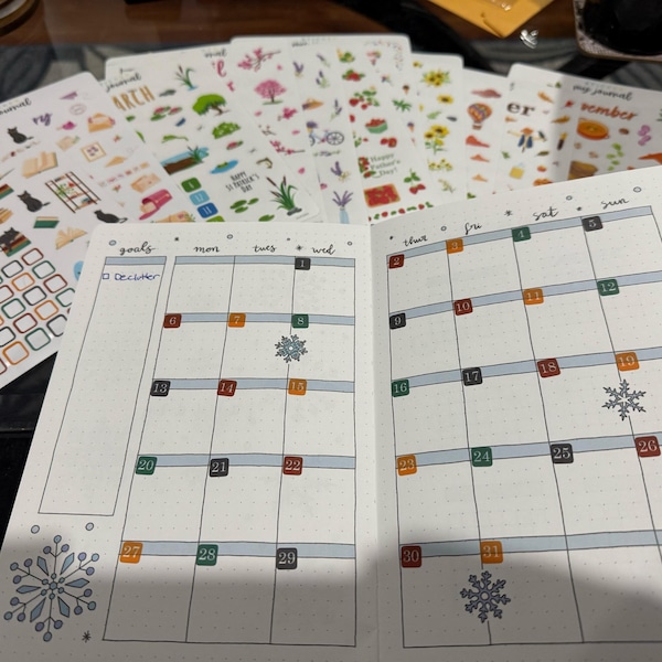June Monthly Bullet Journal Sticker Kit - Summer Camping Themed ...