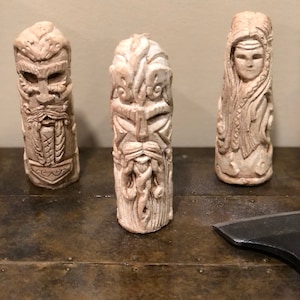 Set of 3 Norse Totems Viking Gods Idols Odin Thor Freya Freyja Asatru ...