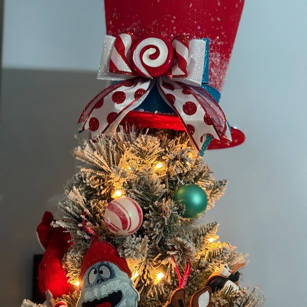 Mint Green and Red Christmas Tree Topper Whimsical Tree Topper ...