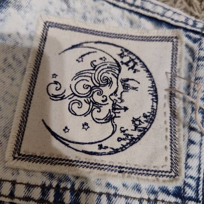 Moon Embroidered Patch Celestial Canvas Patch - Etsy