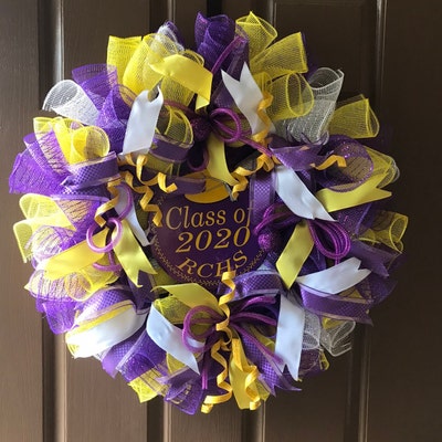 Custom Graduation Wreath/deco Mesh Graduation Wreath/blue Graduation ...
