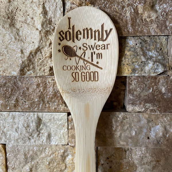 Wizard's Kitchen Spoons - Wizard Bamboo Spoon Set, Engraved Wooden ...